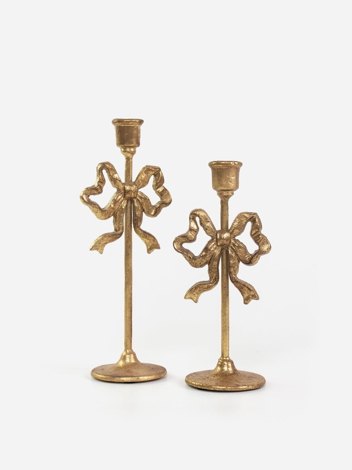 Gold Bow Candle Holder